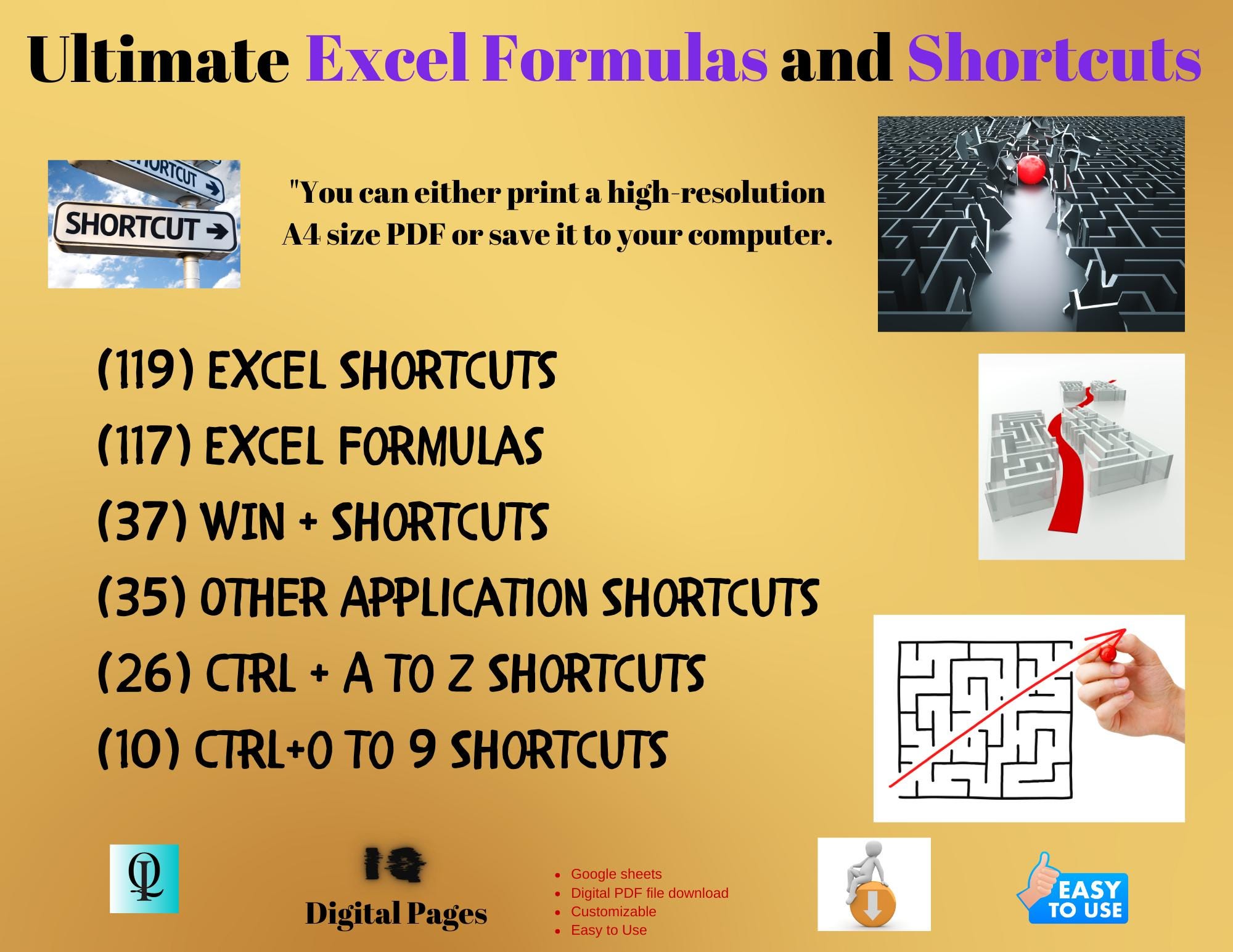 Ultimate Excel Shortcuts & Formulas Cheat Sheet, Excel Guide ...
