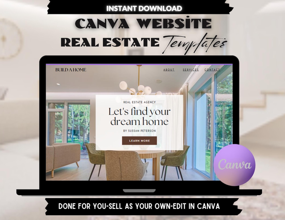 Real Estate Canva Website Template, Editable Realtor Website, Property ...