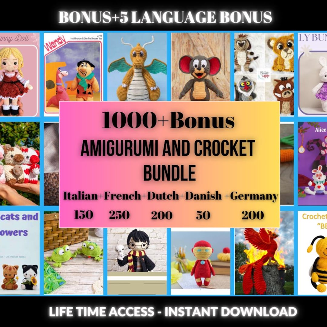 1000+ Amigurumi Crochet Patterns Bundle, Mega Crochet Pattern ...