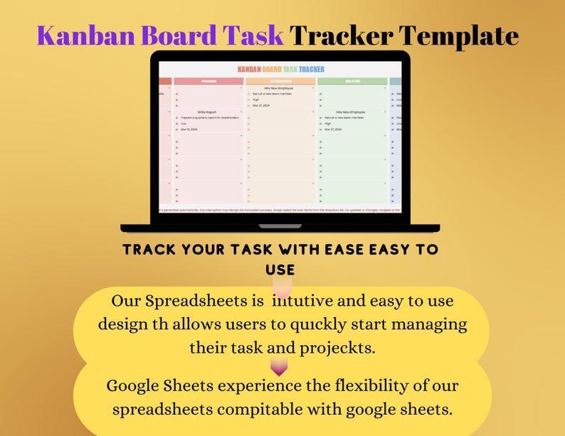 Kanban Board Task Tracker Template, Editable Excel ,visual Task ...
