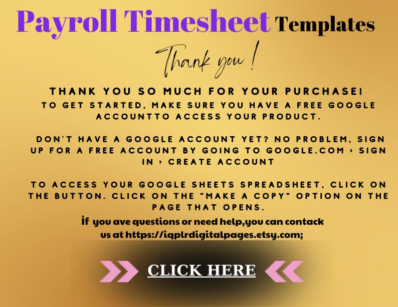 Payroll Timesheet Template, Editable Excel & Google Sheets, Employee ...