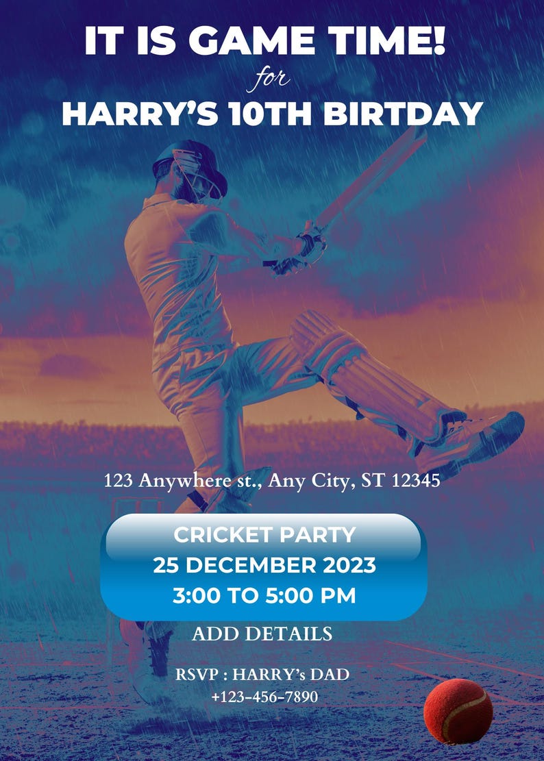 Cricket Birthday Party Invitation Template: Editable Digital Download ...