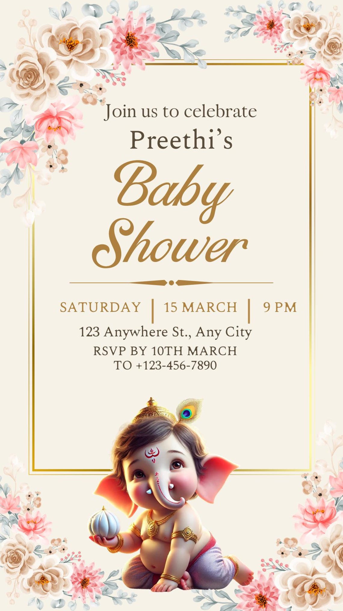 Indian Naming Ceremony Invitation: Editable Template (digital Download ...