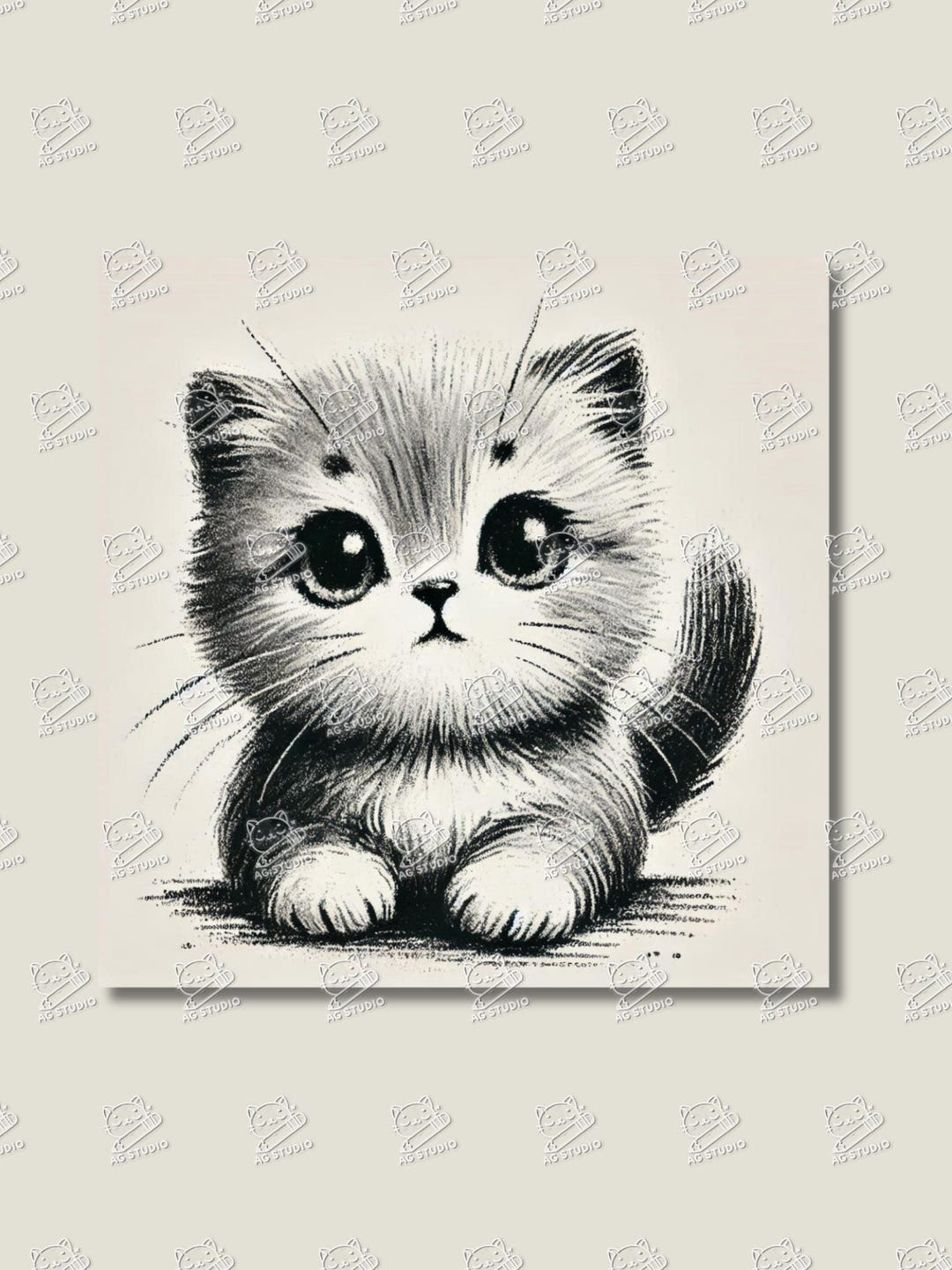 Cute Cat Being Cute - Simple Line Drawing Closeup - Etsy