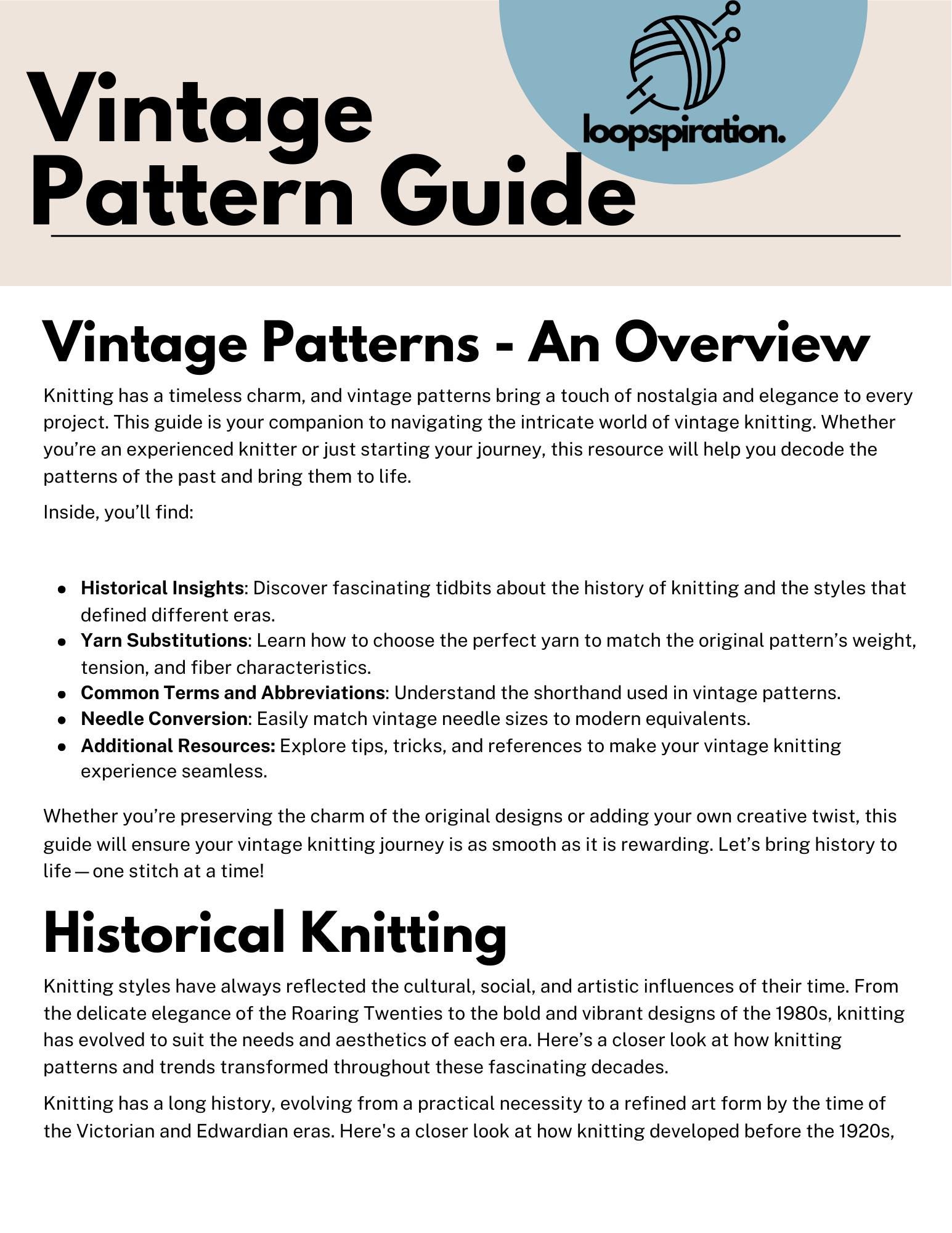 Vintage Knitting Pattern Reading Guide – Decode & Revive Classic ...