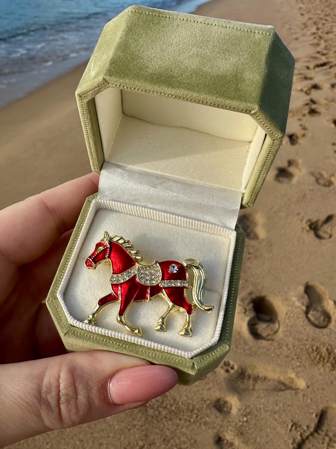 Fire Horse Brooch 2026 Zodiac Talisman | Red Enamel & Rhinestone Pin ...