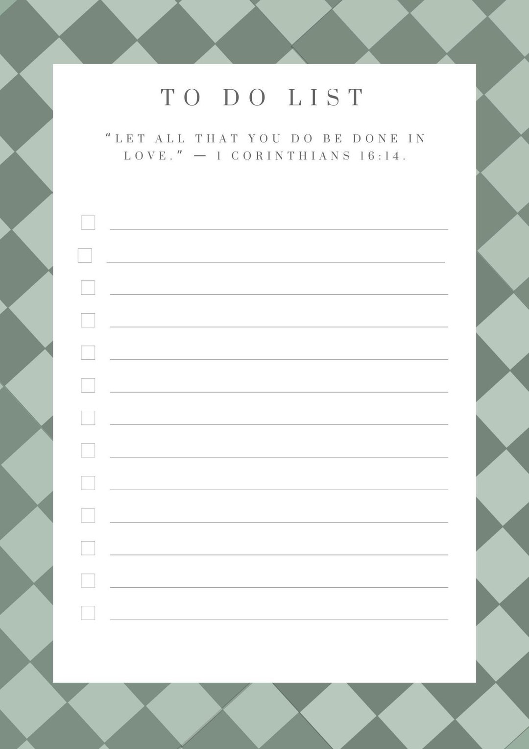 Printable to Do List 2025 Green Checkered With Bible Quote - Etsy
