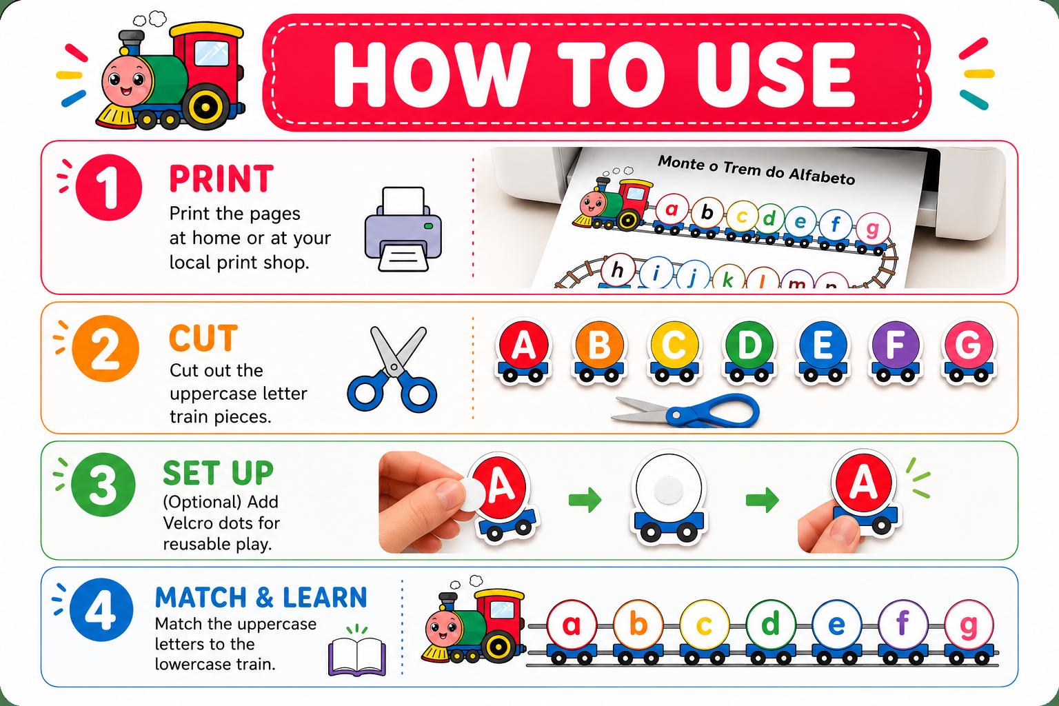 Alphabet Train Matching Game Printable, Uppercase & Lowercase Letter ...