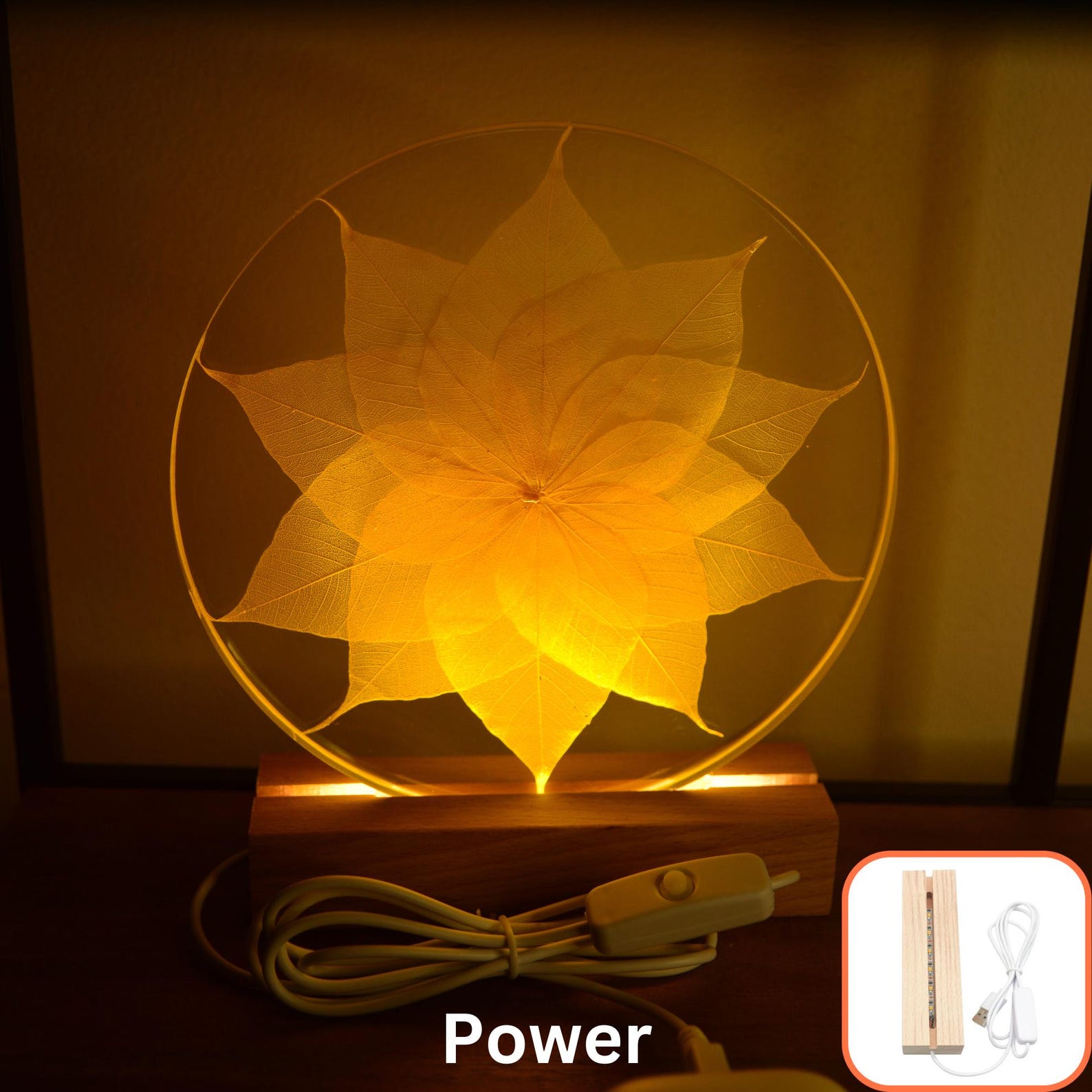 Bodhi Leaf Flower Lamp, Spiritual Mandala Decor, Relaxation Zen Night ...