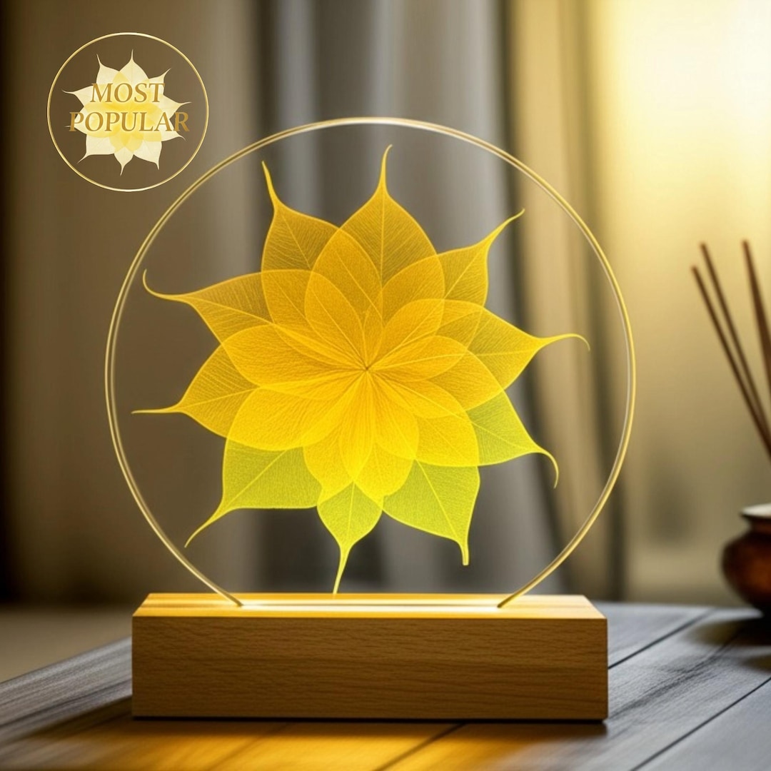 Bodhi Leaf Mandala Lamp, Real Pressed Leaves, Zen Altar Decor ...