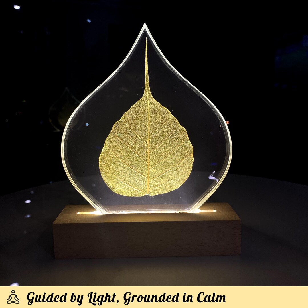 Real Bodhi Leaf Resin Lamp, Minimalist Zen Bedside Light, Small ...