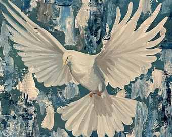 Dove Painting, 'gentle Dove', Square Painting, Home Decor, Original Art ...