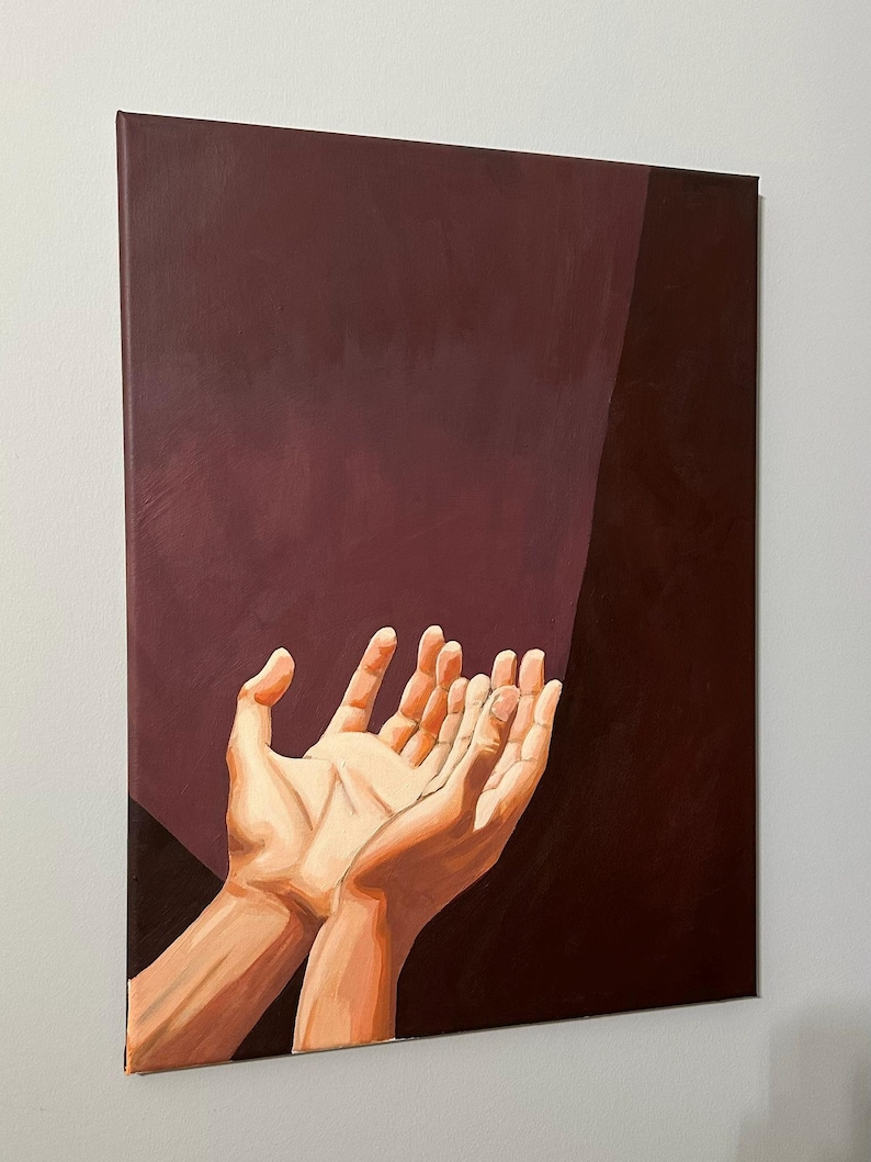 Praying, Handpainted Painting, Artpiece Artwork Wall Art 18x24 Inches ...