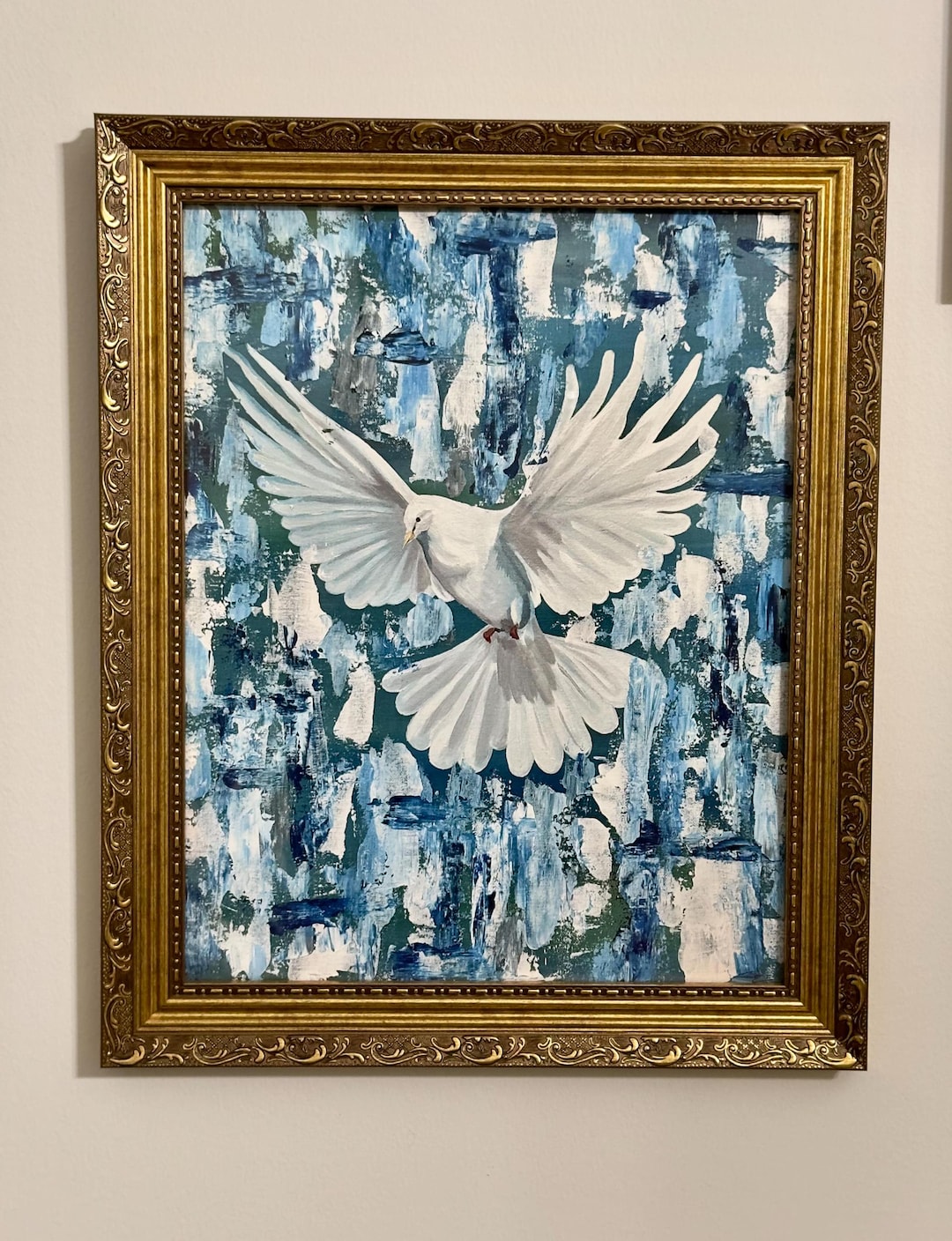 Flying Dove Bird ART PRINT Painting Abstract Art Wall Art 8x10 11x14 ...