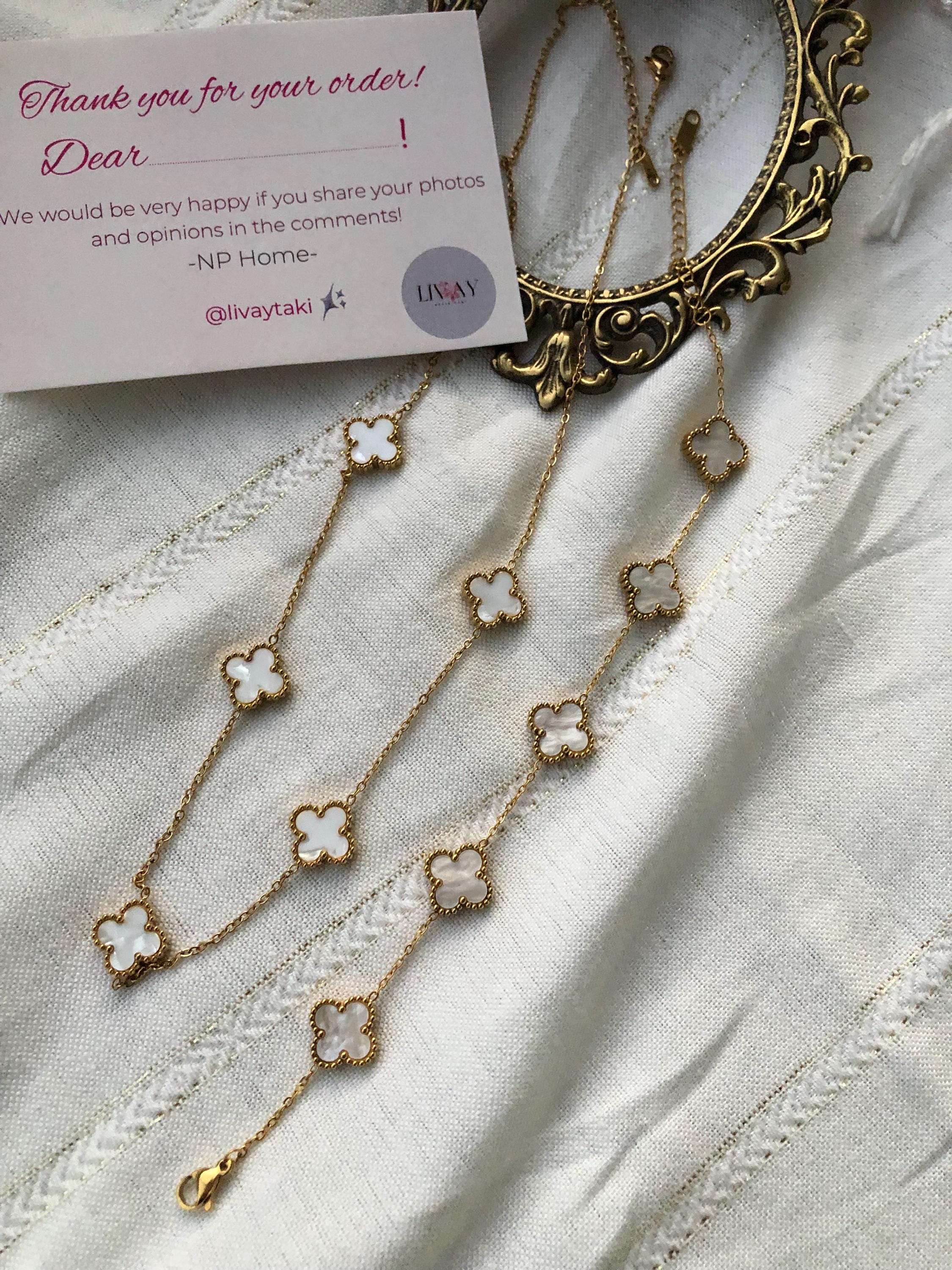 Vintage Van Cleef Set Gold Bracelet and Necklace Four Leaf Clover ...