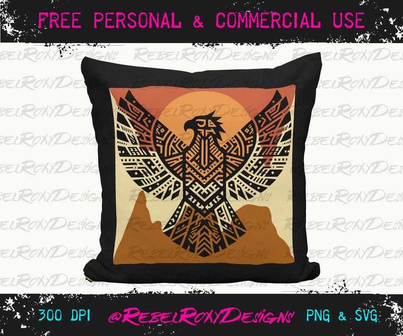 Tribal Bird PNG SVG: Geometric Thunder Bird Design (digital Download ...