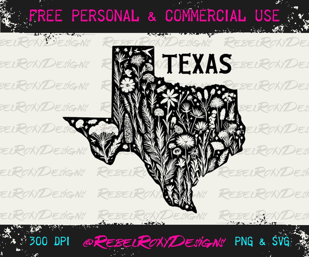 Texas Floral Silhouette - State Pride PNG SVG (digital Download) - Etsy