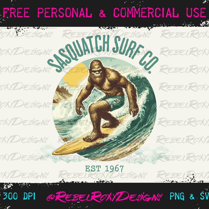 Sasquatch Surf Svg - Etsy