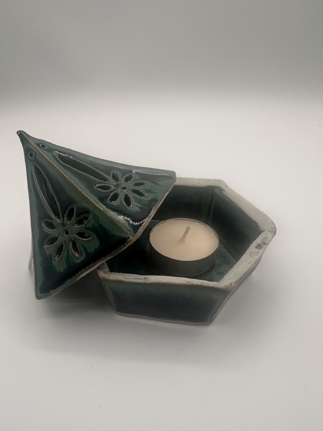 Handmade Pyramid Ceramic Candelabra – Geometric Tabletop Candle Holder ...