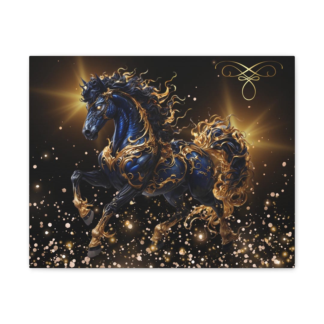 Celestial Majesty Golden Stallion Limited Edition Fantasy Horse Canvas ...