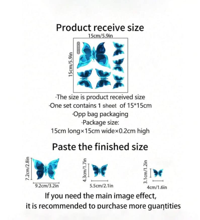 Glow-in-the-dark Blue Butterfly Decorative Wall Stickers for Bedroom ...