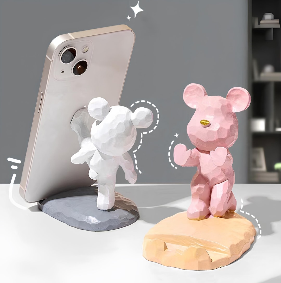 Cute Bear Shape Phone Stand Decoration, Compatible With Both Mobile ...