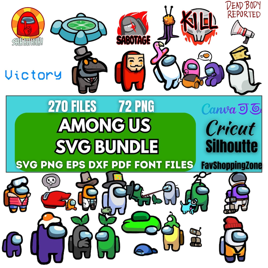 Among Us SVG Bundle | Crewmate, Impostor Clipart | Cricut, Sublimação ...