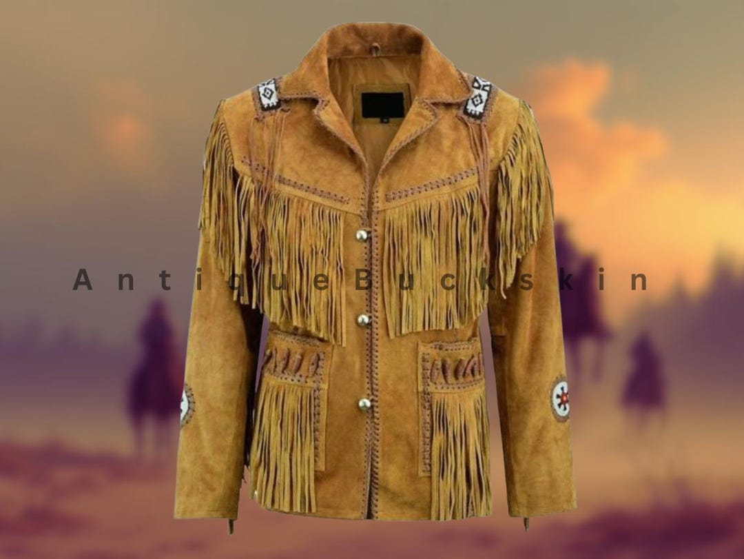 Vintage Western Fringed Cowboy Style Hand-stitched Buckskin Suede ...