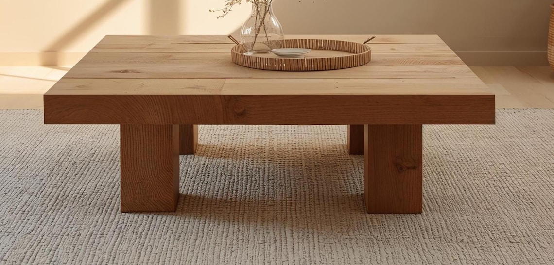 Reclaimed Wood Square Coffee Table: Rustic Modern Solid Pine - Etsy