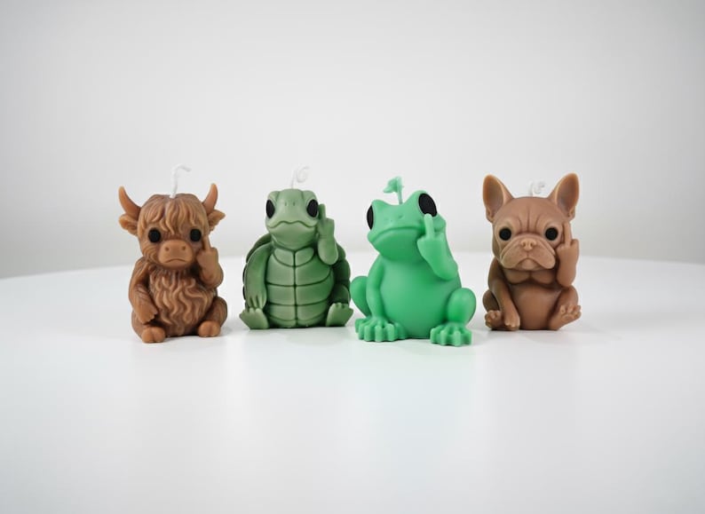 Handmade Scented Funny Animal Candles: Middle Finger Soywax Frog Turtle ...