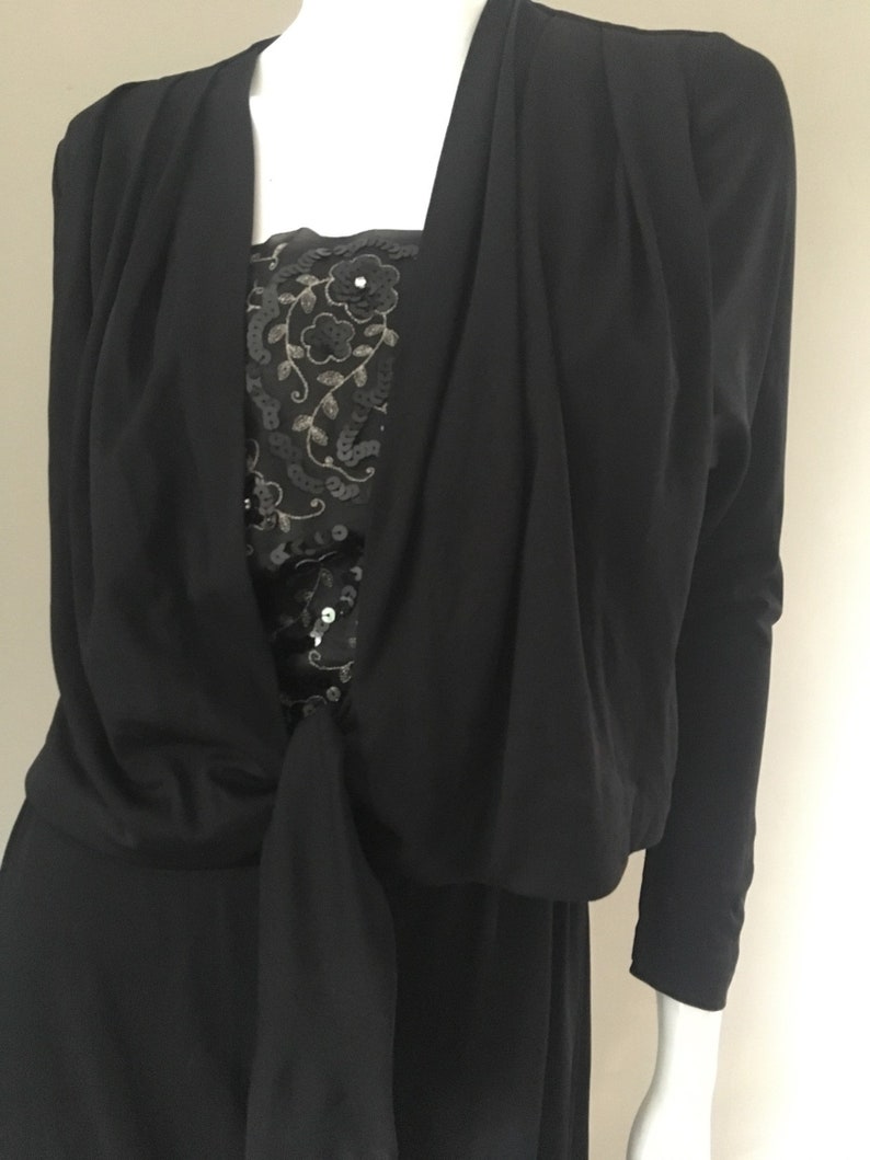 Liola Made in Italy Vintage 1980s Black Crepe Sequins Evening - Etsy
