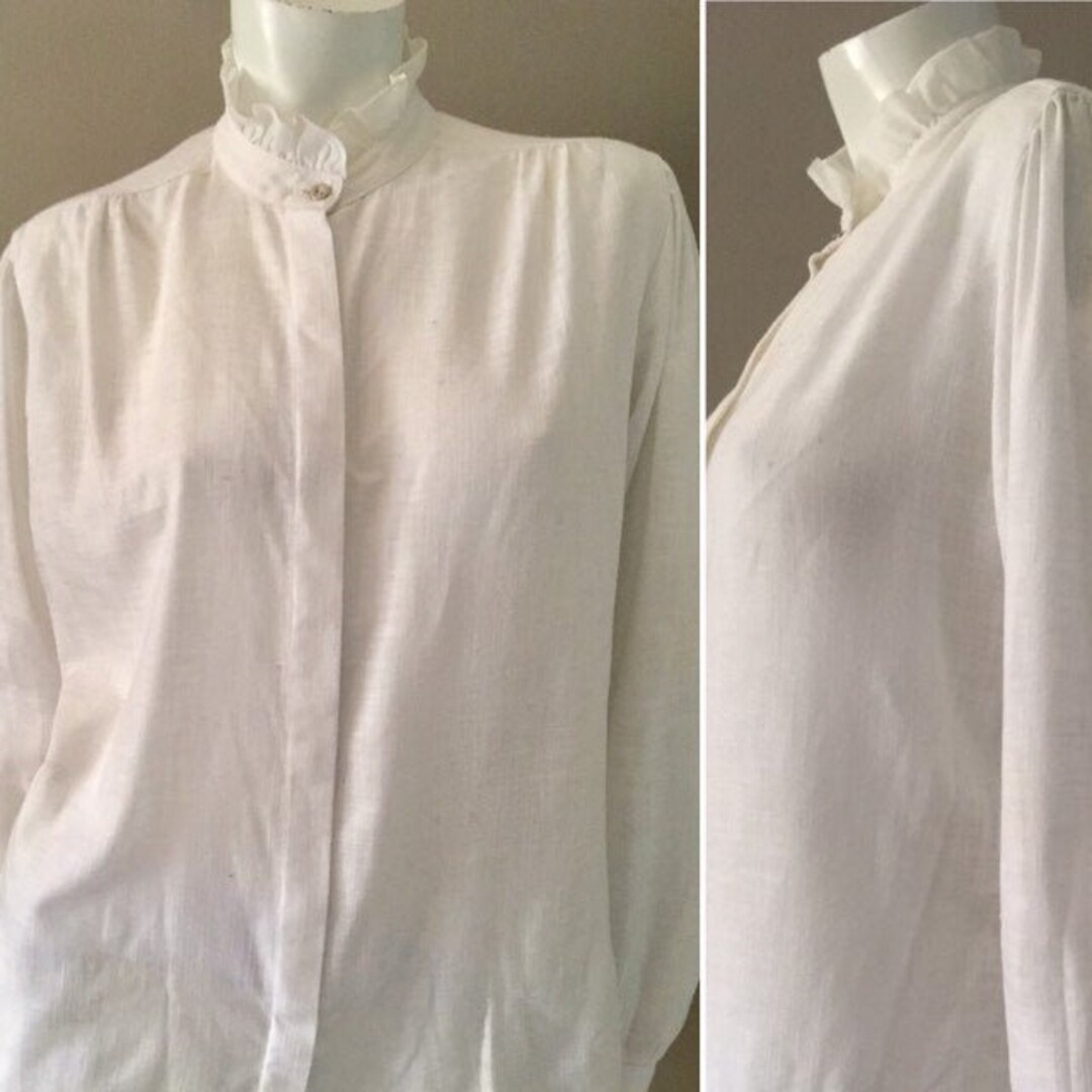 Vintage Austrian Tracht Blouse: White Ruffle Neck Folk Shirt - Etsy
