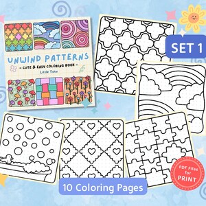 Cute Pattern Coloring Book for Adults & Kids - Set 1 (PDF Download) - Etsy