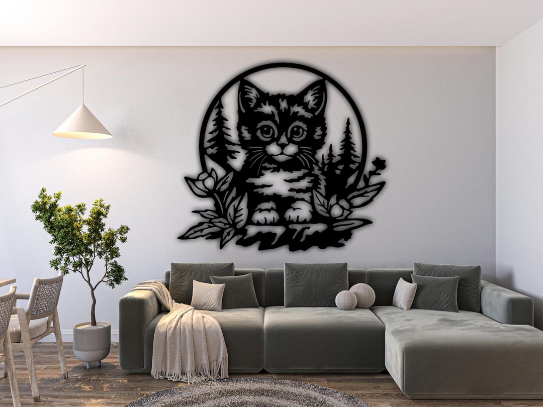 Cat Svg, Cat Laser Cut, Cat Dxf, Cat Metal Wall Art, Cat Silhouette ...