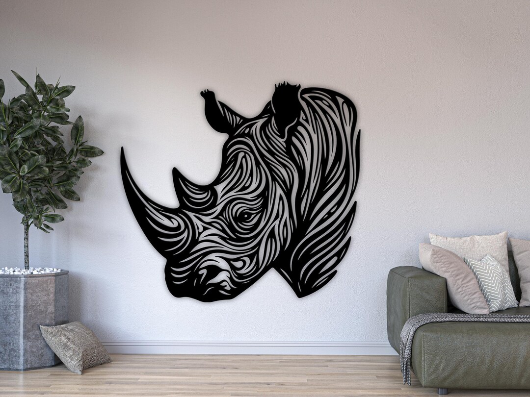 Rhino Svg, Rhino Laser Cut, Rhino Dxf, Rhino Metal Wall Art, Rhino ...