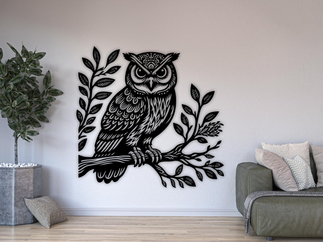 Owl Svg, Owl Laser Cut, Owl Dxf, Owl Head Metal Wall Art, Wild Owl ...