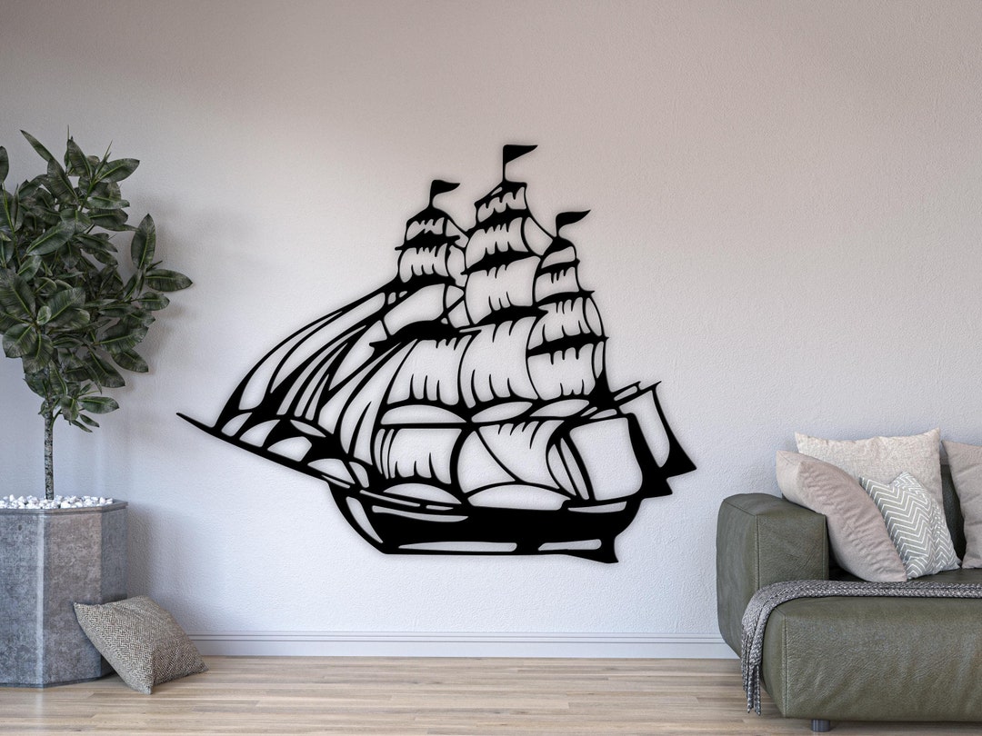 Ship Svg, Ship Laser Cut, Ship Dxf, Ship Car Metal Wall Art, Ship ...