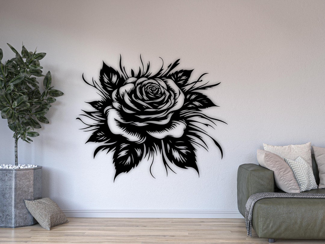 Rose Svg, Rose Laser Cut, Rose Dxf, Rose Metal Wall Art, Rose Glowforge ...