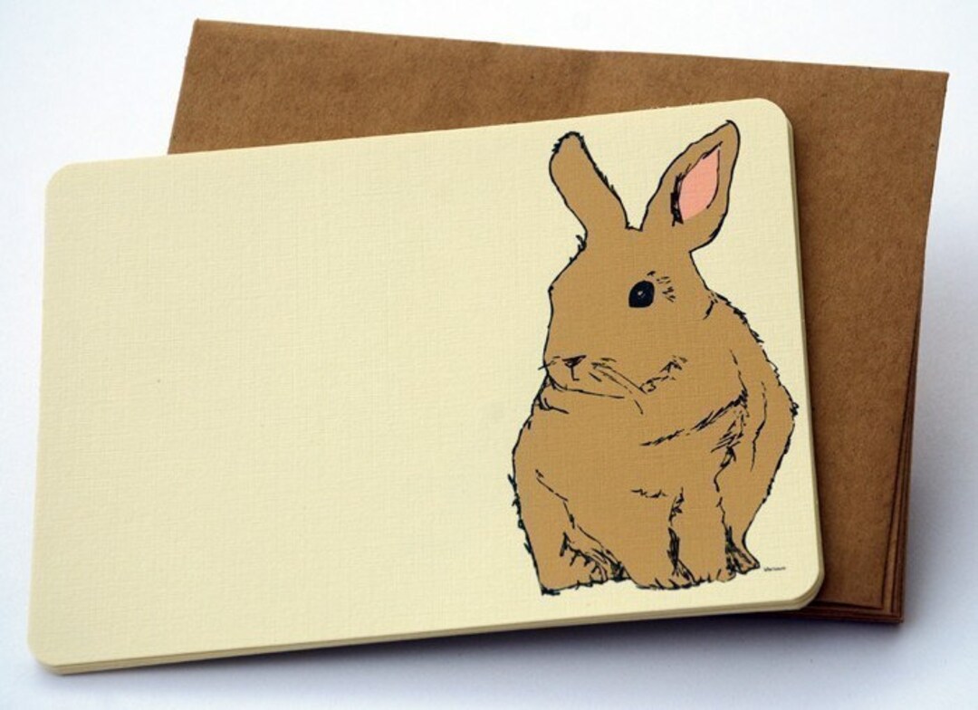 The Brown Hare Notecard Set in Brown and Cream set of 6 Flat - Etsy