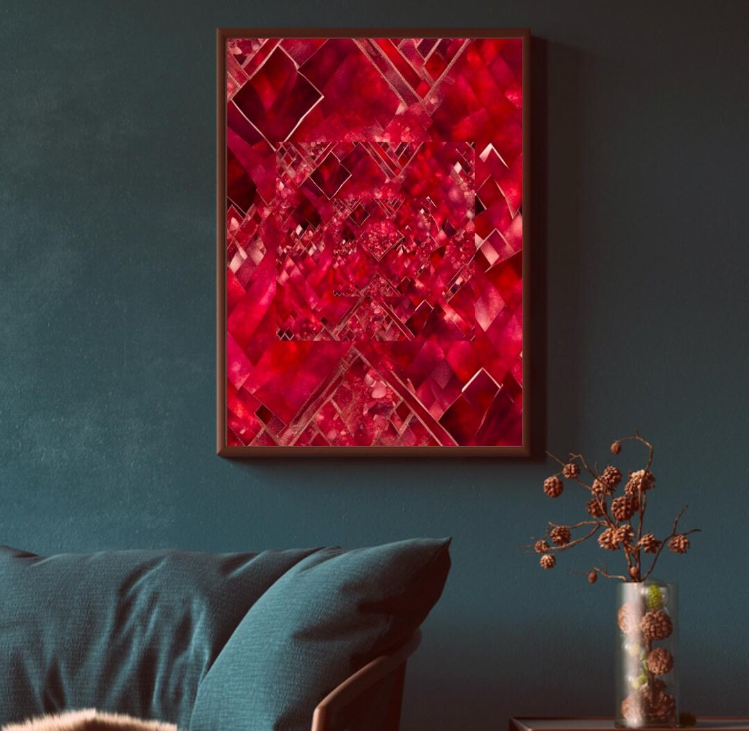 Ruby Matrix. Red Art. Red Wall Art. Accent Room Piece. - Etsy