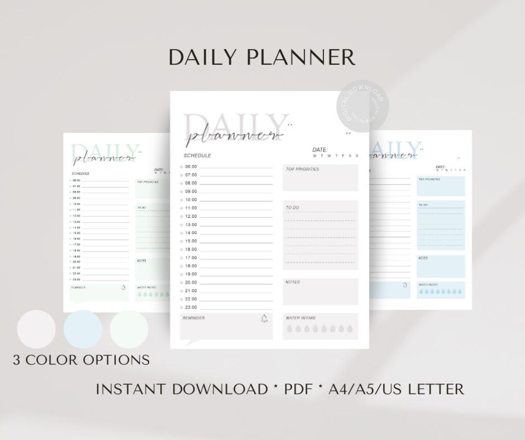 Daily Planner Digital / Work From Home Planner/ Printable Daily Focus ...