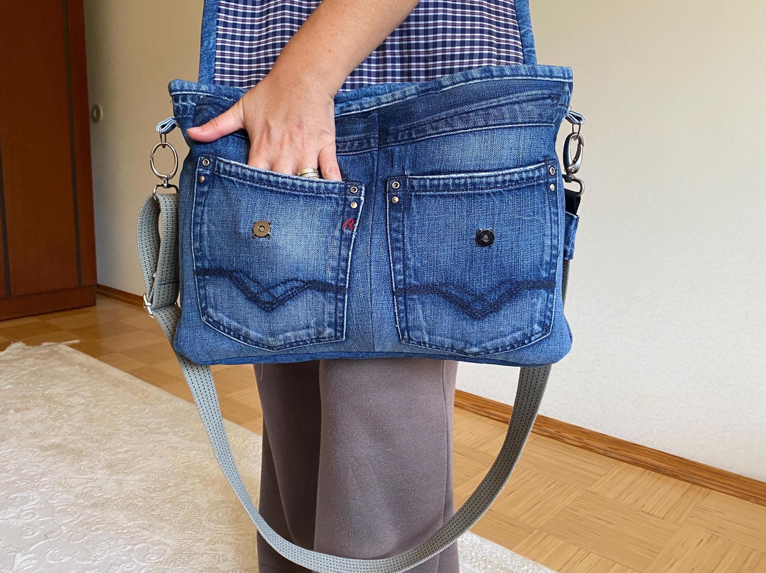 Shoulder Bag With Joint Jeans Cuts Patchwork Flap - Etsy