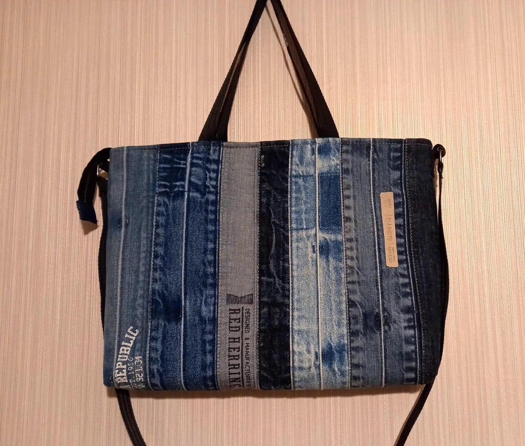 Canvas Tote Laptop Bag — Eco-friendly Patchwork Custom Denim Laptop ...