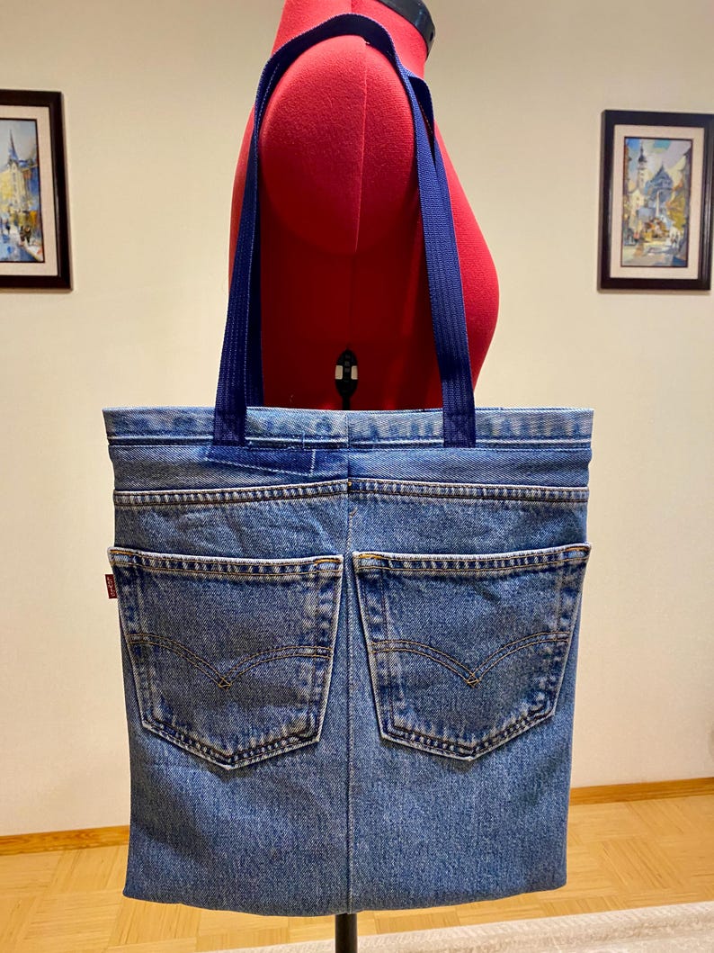 Handmade Denim Tote Bag — Handcrafted Upcycled Canvas Tote - Etsy