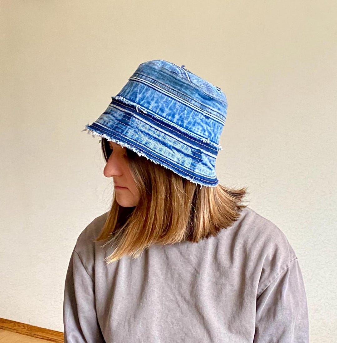 Upcycled Denim Bucket Hat, Handmade Patchwork Jean Hat, Sustainable ...