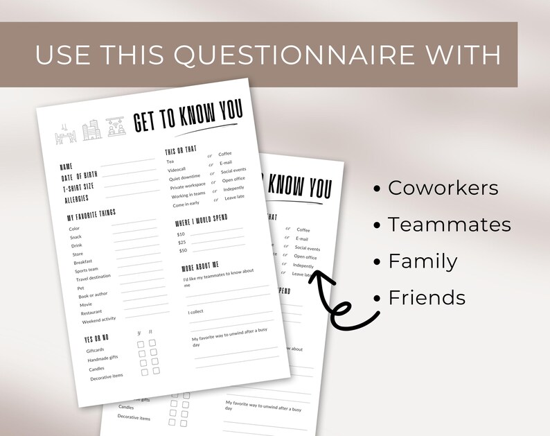 Employee Favorites List Printable, Team Building Get to Know Me ...