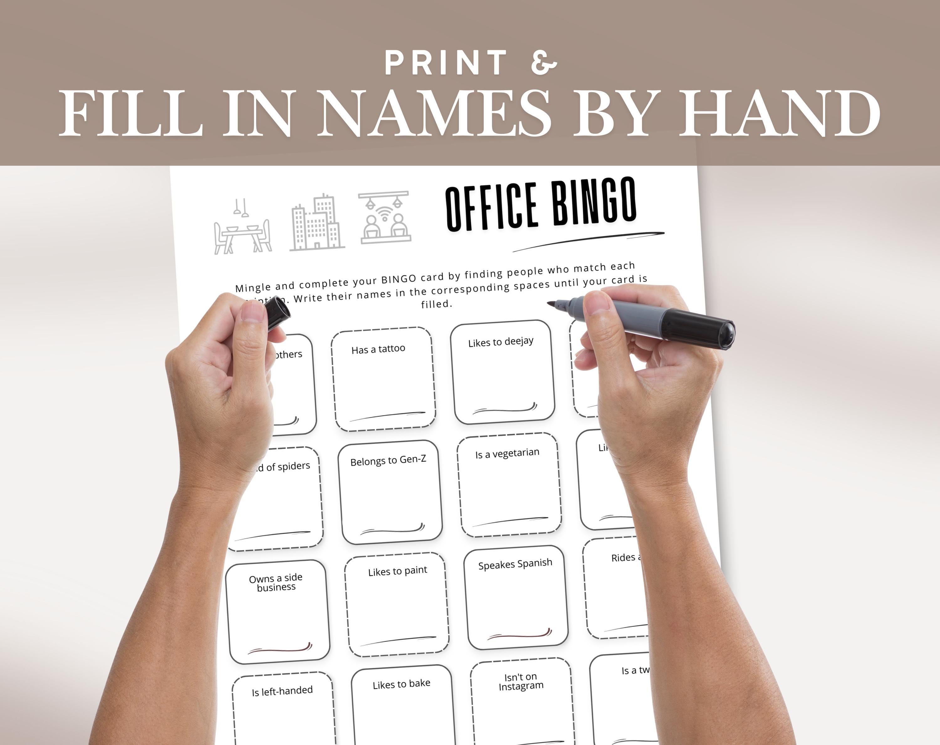 Coworker Bingo, Office Bingo Game, Find the Guest Bingo, Workpace Bingo ...