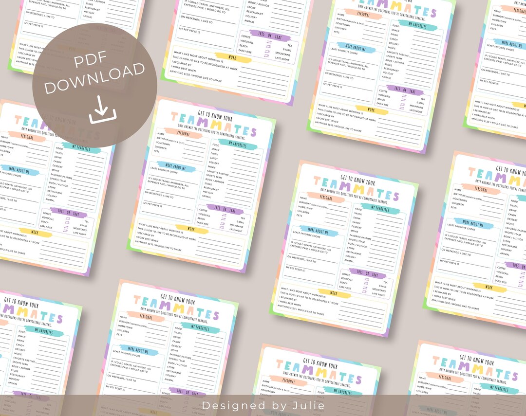 Get to Know My Team Survey Printable, Team Building Get to Know Me ...