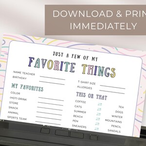 All About My Teacher Worksheet, Teacher Favorites Questionnaire ...