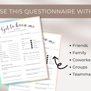 Getting to Know You Questionnaire Printable, Get to Know Me Survey ...